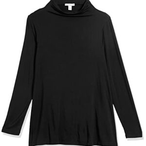 Amazon Essentials Women's Jersey Long-Sleeve Mock Neck Swing Tunic (Previously Daily Ritual), Black, Medium