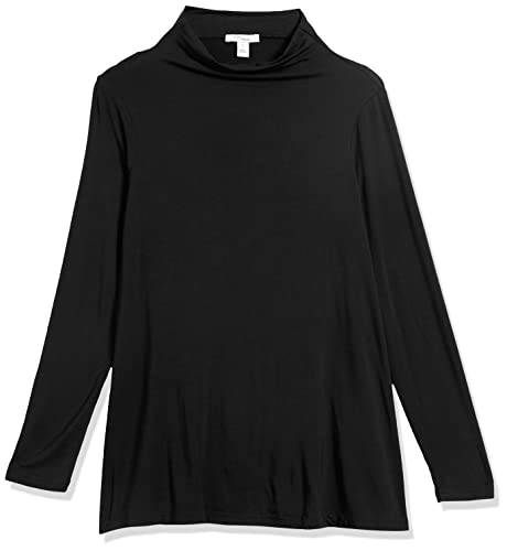 Amazon Essentials Women's Jersey Long-Sleeve Mock Neck Swing Tunic (Previously Daily Ritual), Black, Medium