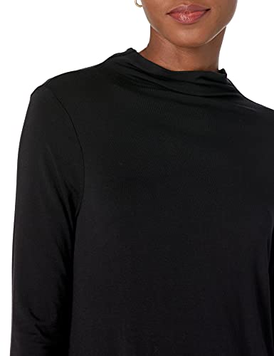 Amazon Essentials Women's Jersey Long-Sleeve Mock Neck Swing Tunic (Previously Daily Ritual), Black, Large