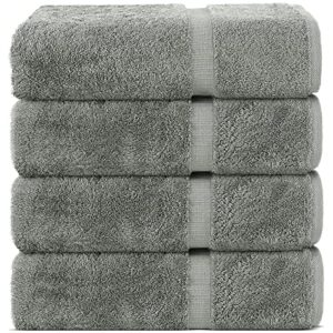 chakir turkish linens | hotel & spa quality 100% cotton premium turkish towels | soft & absorbent (4-piece bath towels, gray)