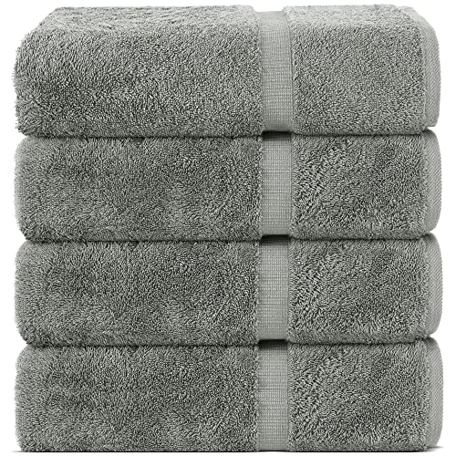 Chakir Turkish Linens | Hotel & Spa Quality 100% Cotton Premium Turkish Towels | Soft & Absorbent (4-Piece Bath Towels, Gray)