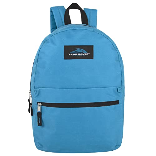 Trail maker Classic 17 Inch Backpack with Adjustable Padded Shoulder Straps (Light Blue)