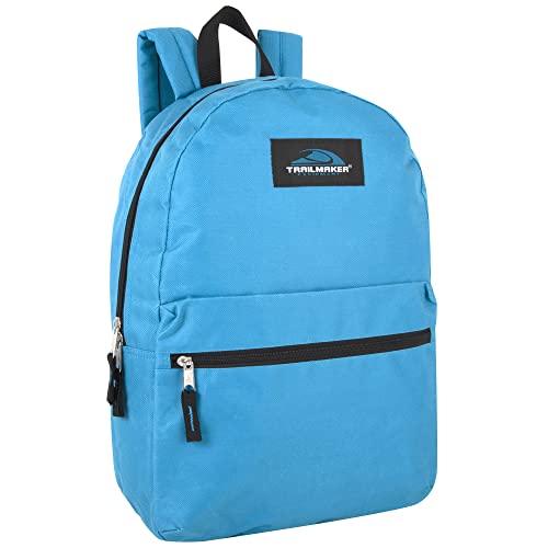 Trail maker Classic 17 Inch Backpack with Adjustable Padded Shoulder Straps (Light Blue)