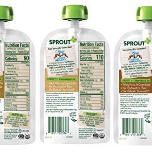 Sprout Organic Baby Food, Stage 3 Pouches, Root Veg & Beef, Creamy Veg & Chicken, Harvest Veg & Chicken Variety Pack, 4 Oz Purees (Pack of 18)