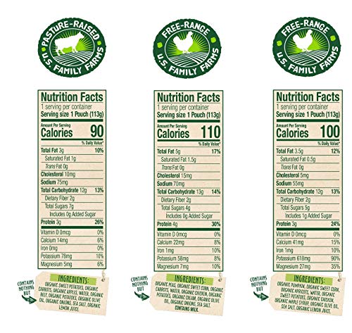 Sprout Organic Baby Food, Stage 3 Pouches, Root Veg & Beef, Creamy Veg & Chicken, Harvest Veg & Chicken Variety Pack, 4 Oz Purees (Pack of 18)