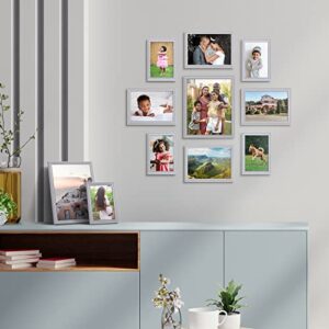 Icona Bay 4x6 Picture Frames (Gray, 6 Pack), Beautifully Detailed Molding, Contemporary Picture Frame Set, Wall Mount or Table Top, Inspirations Collection