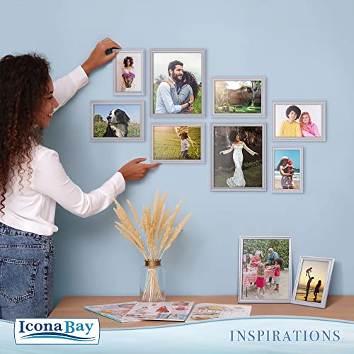 Icona Bay 4x6 Picture Frames (Gray, 6 Pack), Beautifully Detailed Molding, Contemporary Picture Frame Set, Wall Mount or Table Top, Inspirations Collection