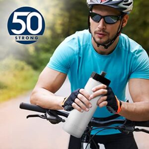 50 Strong Bulk Water Bottles | 24 Pack Sports Bottle 22 oz. BPA-Free Easy Open with Pull Top Cap Made in USA Reusable Plastic for Adults & Kids Rack Dishwasher Safe