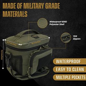 HSD 10mm Thick Insulated Adult Lunch Bag - Leak Proof for Hot & Cold Temperature - Tactical Style Easy To Clean, Durable & Water-Resistant - Sturdy Handle, Shoulder Strap, & Pockets - Men & Women