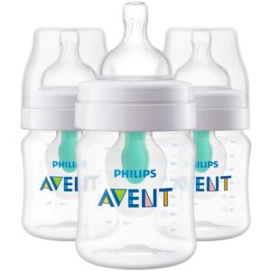 philips avent scf400/34 anti-colic bottle with insert 4oz 3pk, clear