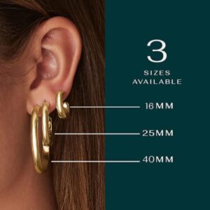 PAVOI 14K Yellow Gold Plated Wide Flat Edge 1.5" Hoop Earrings for Women | Large Gold Hoops | Hypoallergenic Jewelry