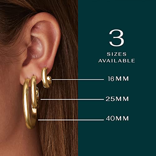 PAVOI 14K Yellow Gold Plated Wide Flat Edge 1.5" Hoop Earrings for Women | Large Gold Hoops | Hypoallergenic Jewelry