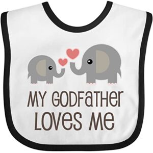 inktastic My Godfather Loves Me Godson Baby Bib White and Black 2f58f