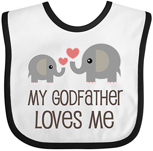 inktastic My Godfather Loves Me Godson Baby Bib White and Black 2f58f