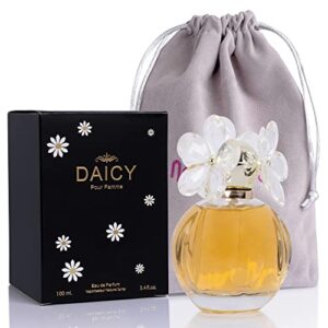 novoglow daicy pour femme, eau de parfum spray for women, casual daily cologne set with deluxe suede pouch - succulent wild berries, daytime & casual use, for all skin types, 3.4 fl oz