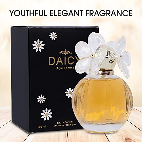 NovoGlow DAICY POUR FEMME, Eau de Parfum Spray for Women, Casual Daily Cologne Set with Deluxe Suede Pouch - Succulent Wild Berries, Daytime & Casual Use, for all Skin Types, 3.4 Fl Oz