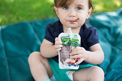 Sprout Organic Baby Food Toddler Power Pak Pouches Stage 4, Apple w/ Superblend Blueberry Plum, 4 Ounce Pouches (Pack of 12)