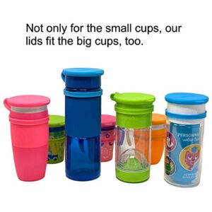 Custom Replacement Silicone Lids Compatible For All Munchkin Miracle 360 Cups. More Color Combination Available. Set Of Three In Pink, Blue & Orange.