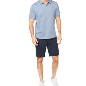 Nautica Men's Classic Fit Short Sleeve Dual Tipped Collar Polo Shirt, Lake City Blue, Large