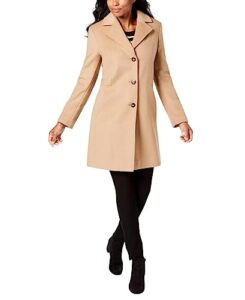 calvin klein women's classic cashmere wool blend coat, camel, 2