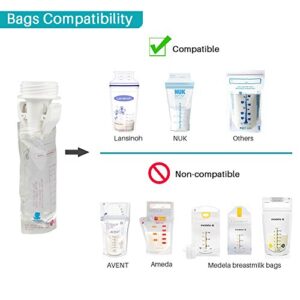 Breastmilk Storage Bag Adapters for Spectra S1 S2 Pumps, Avent Comfort Wide Mouth Flange Pump to Use with Lansinoh and Nuk Breastmilk Storage Bags by PumpMom