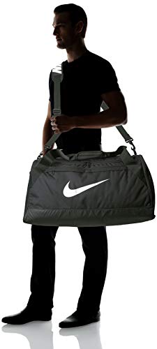 Nike Brasilia Training Duffel Bag, Versatile Bag with Padded Strap and Mesh Exterior Pocket, Medium, Black/Black/White