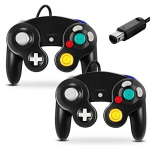 fiotok gamecube controller, classic wired controller for wii nintendo gamecube (black-2pack)