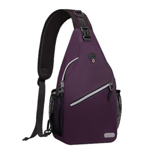 mosiso sling backpack, multipurpose crossbody shoulder bag travel hiking daypack, purple, medium