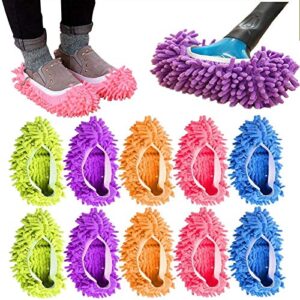 10pcs mop slippers for floor cleaning washable shoes cover soft microfiber dust mops mop socks reusable for women men kids foot dust hair cleaners sweeping house office bathroom kitchen