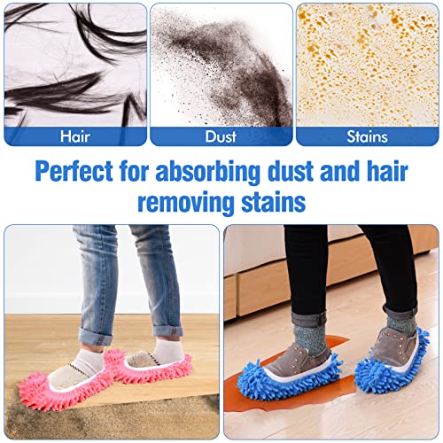 10Pcs Mop Slippers for Floor Cleaning Washable Shoes Cover Soft Microfiber Dust Mops Mop Socks Reusable for Women Men Kids Foot Dust Hair Cleaners Sweeping House Office Bathroom Kitchen