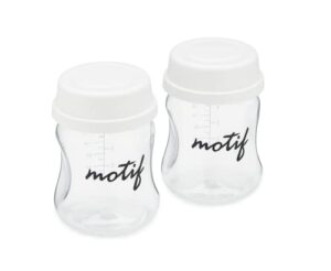 motif medical breast milk storage bottles for the twist breast pump - two 140ml bottles for breast pump, with lids - milk collection containers