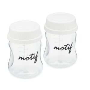 Motif Medical Breast Milk Storage Bottles for The Twist Breast Pump - Two 140mL Bottles for Breast Pump, with Lids - Milk Collection Containers