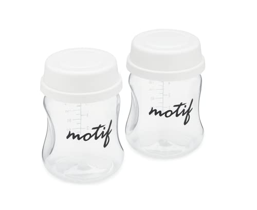 Motif Medical Breast Milk Storage Bottles for The Twist Breast Pump - Two 140mL Bottles for Breast Pump, with Lids - Milk Collection Containers