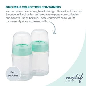 Motif Medical Breast Milk Storage Bottles for The Duo Breast Pump - Two 160mL Bottles for Breast Pump, with Sealing Discs and Lids - Milk Collection Containers