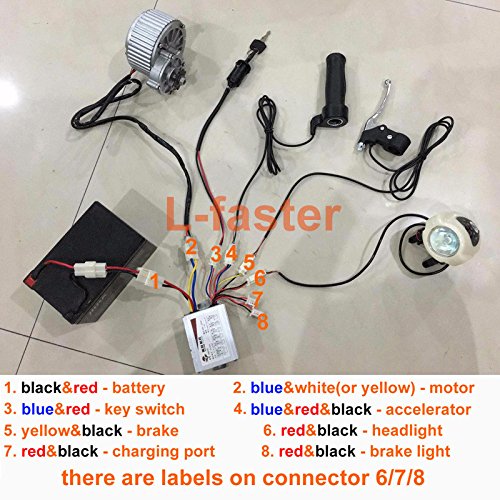 L-faster 24V36V 350W Motor Kit Electric Gokart Engine System with Gas Pedal Electric Child Bike Conversion Kit DIY Electric 4-Wheels Cart (24V350W Pedal kit)