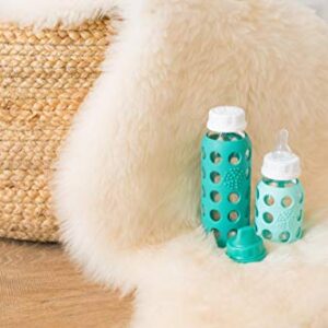 Lifefactory 4 Starter Baby Bottle Set in Mint/Blanket & in Kale/Blueberry Flat & Sippy Caps Stage 2 Nipples 10 Count