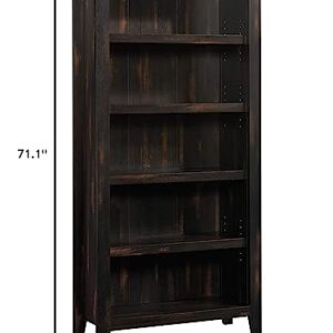 Sauder Dakota Pass 5-Shelf Bookcase, L: 33.78" x W: 12.52" x H: 71.10", Char Pine finish