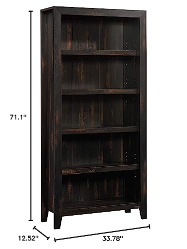 Sauder Dakota Pass 5-Shelf Bookcase, L: 33.78" x W: 12.52" x H: 71.10", Char Pine finish