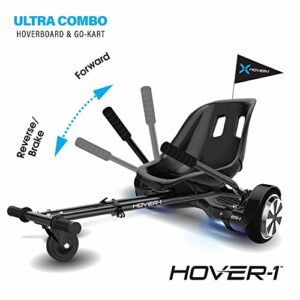 Hover-1 Ultra Electric Hoverboard & Go-Kart Combo | 7MPH Top Speed, 4HR Full Charge, Hand-Operated Rear Wheel Control, Adjustable Frame, Easy Installation