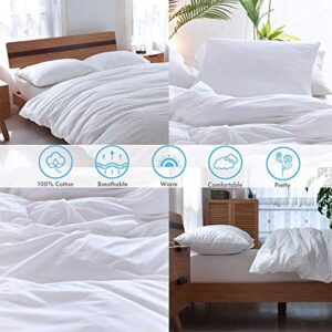 ATsense Duvet Cover Queen Size, 100% Washed Cotton Linen Feel Super Soft Comfortable, 3-Piece White Duvet Cover Bedding Set, Durable and Easy Care, Simple Style Farmhouse Comforter Cover