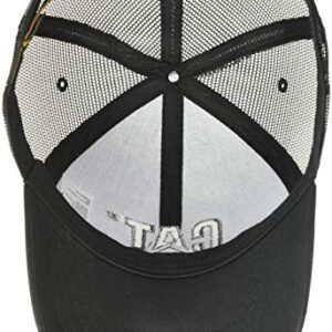 Caterpillar Men's Raised Logo Hats with Embroidered Front and Contrast Mesh Back with Plastic Snapback Closure, Black, One