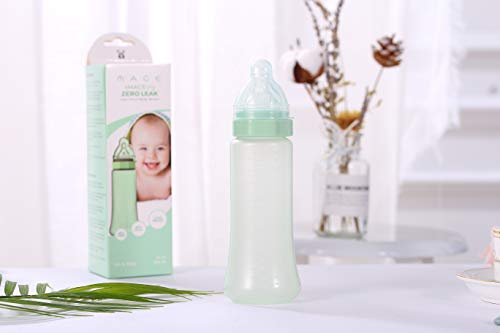 Made in USA aMACEing Zero Leak Baby Bottle with Anti-Colic Vent and Variable Flow, Leak-Proof 10oz (Green)