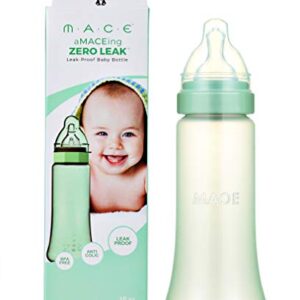 Made in USA aMACEing Zero Leak Baby Bottle with Anti-Colic Vent and Variable Flow, Leak-Proof 10oz (Green)