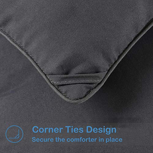 EASELAND All Season King Size Soft Quilted Down Alternative Comforter Reversible Duvet Insert with Corner Tabs,Winter Summer Warm Fluffy,Dark Grey,90x102 inches