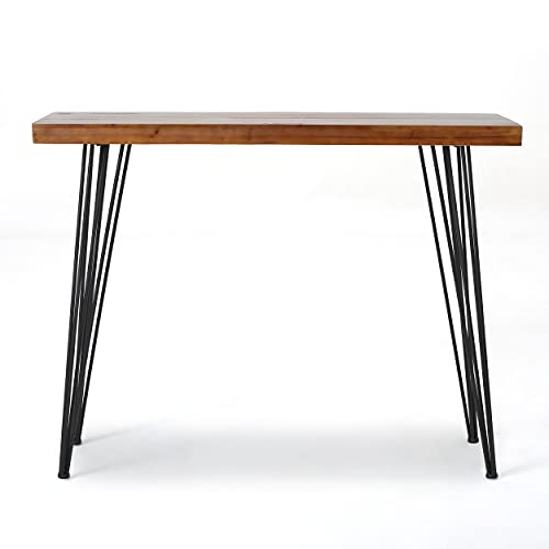 Christopher Knight Home Chana Industrial Faux Live Edge Rectangular Bar Table, Natural / Black