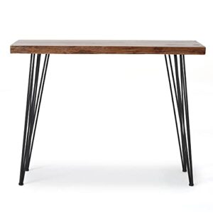 Christopher Knight Home Chana Industrial Faux Live Edge Rectangular Bar Table, Natural / Black