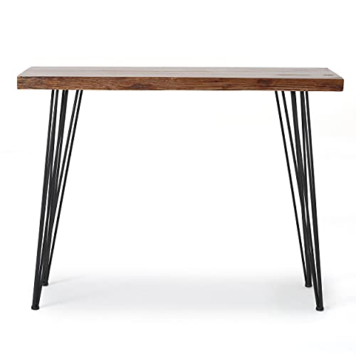 Christopher Knight Home Chana Industrial Faux Live Edge Rectangular Bar Table, Natural / Black