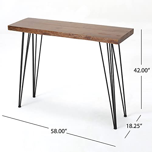 Christopher Knight Home Chana Industrial Faux Live Edge Rectangular Bar Table, Natural / Black