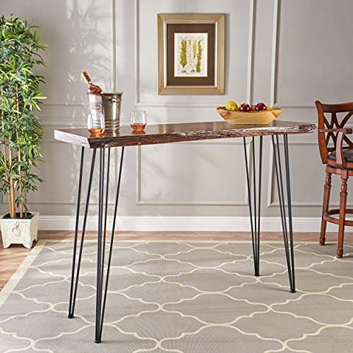 Christopher Knight Home Chana Industrial Faux Live Edge Rectangular Bar Table, Natural / Black