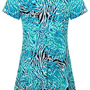 Tencole Womens Blouses and Tops Dressy Summer Tunic Tops Round Neck Cyan